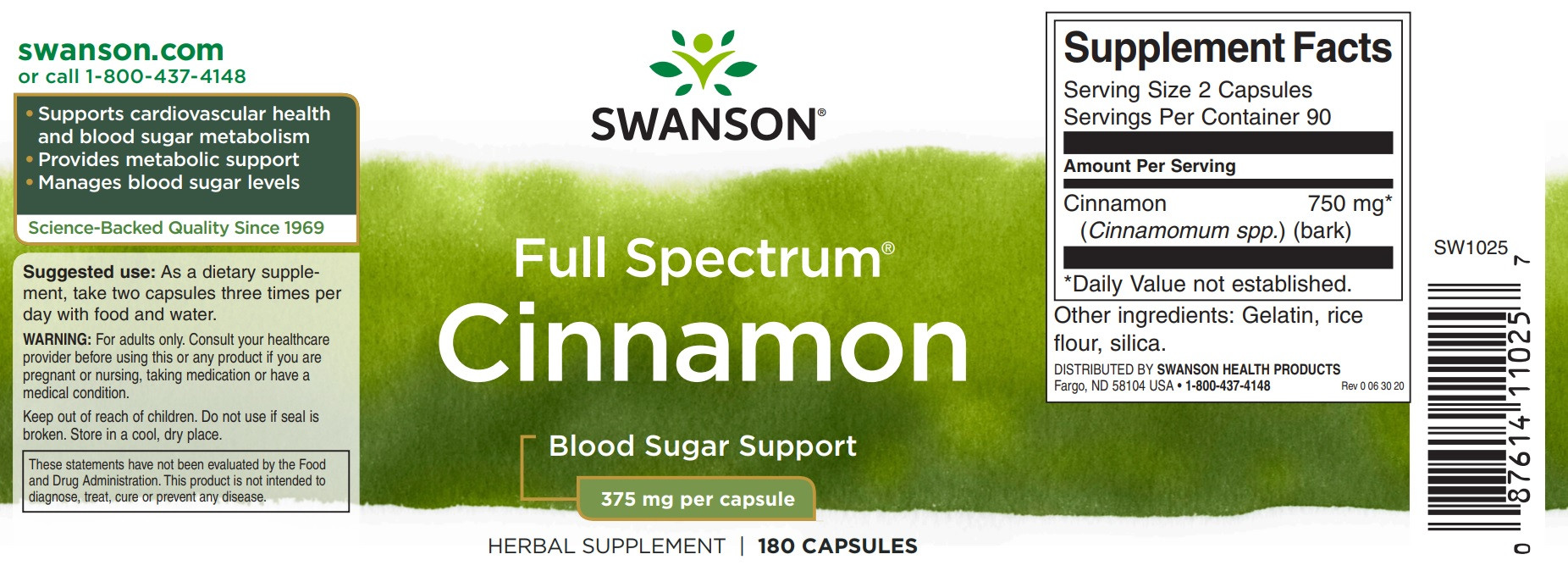 Swanson FULL SPECTRUM CINNAMON blood sugar support | glamot.com