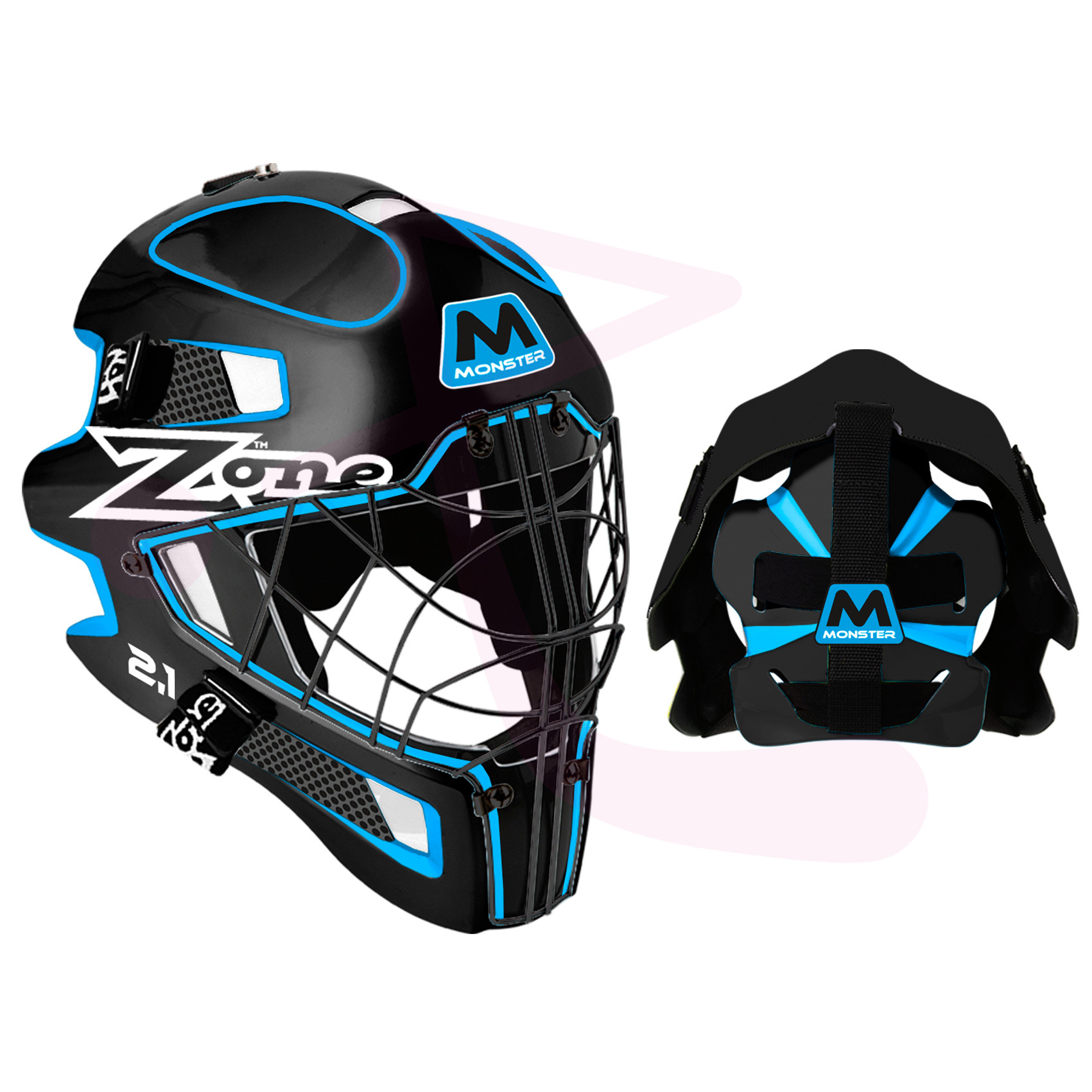 Zone floorball MONSTER 2,1 black/turquoise Brankářská helma | eflorbal.cz