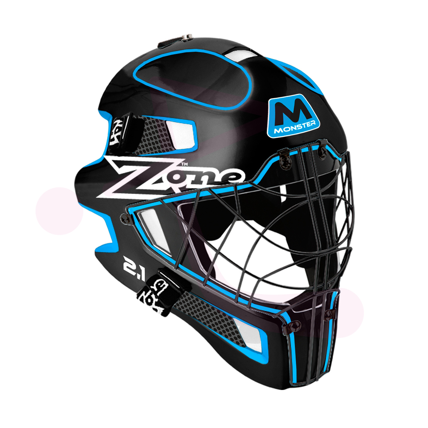 Zone floorball MONSTER 2,1 black/turquoise Goalie Helmet | efloorball.net